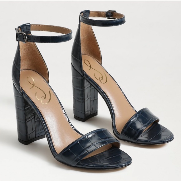 Sam Edelman | Shoes | Nib Sam Edelman Yaro Navy Crocodile Block Heel ...